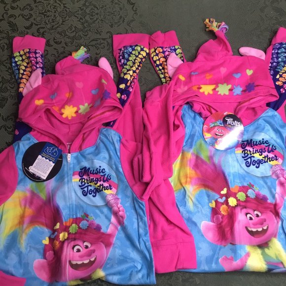 Dreamworks | Pajamas | Nwt Twins Trolls 3d Ears Rainbow Sleeper 6 6x ...